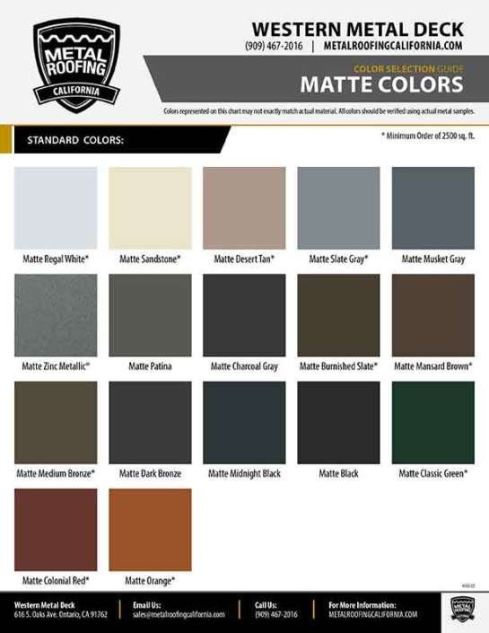 Download Metal Roofing Color Charts For Roof & Wall Panels