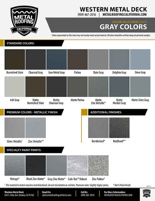 Download Metal Roofing Color Charts For Roof & Wall Panels